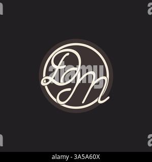 DM Initial letter circular line logo template vector with gradient ...