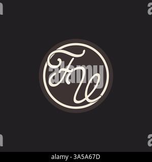 FV Initial letter circular line logo template vector with gradient ...