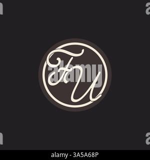 FU Initial letter circular line logo template vector with gradient ...