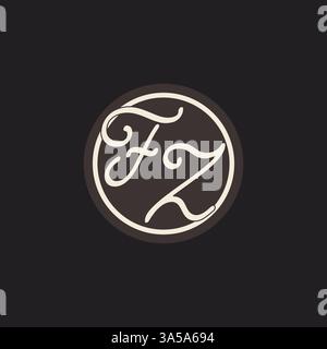 FZ Initial letter circular line logo template vector with gradient ...