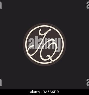 Initial letter JQ monogram logo with simple and creative cirle line ...
