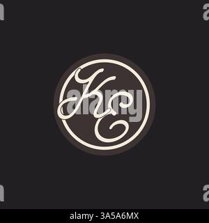 Initial letter KE monogram logo with simple and creative cirle line ...