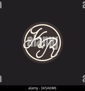 Initial letter KR monogram logo with simple and creative cirle line ...