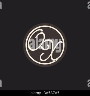 Initial letter OX monogram logo with simple and creative cirle line ...