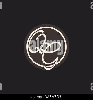 Initial letter QG monogram logo with simple and creative cirle line design ideas vector graphic ...