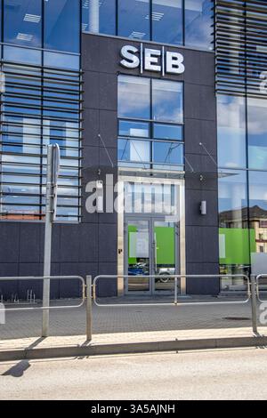 Zarasai, Lithuania- July 15, 2023: Ermitazas logo sign on modern shop ...