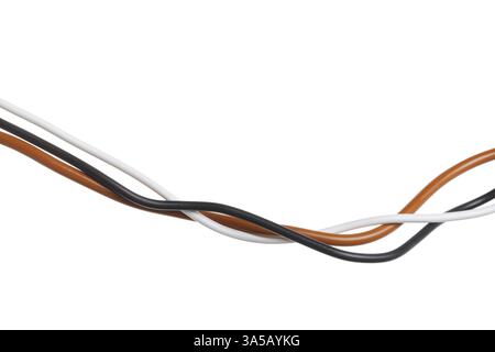 Three colorful electrical wires isolated on white Stock Photo - Alamy