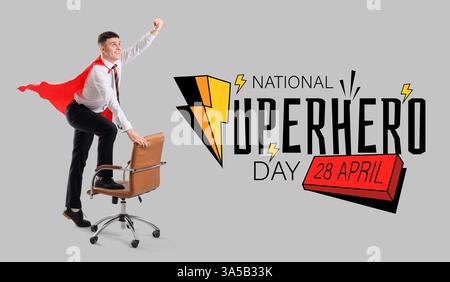 Banner for National Superhero Day with businessman Stock Photo - Alamy