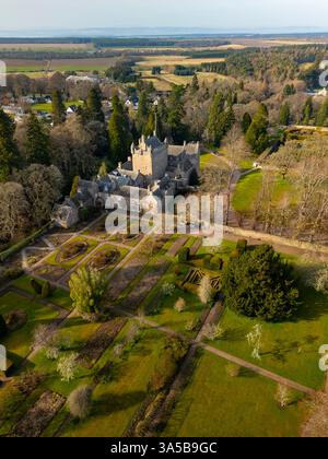 Aerial view of Cawdor Castle near Nairn, Highland, Scotland, UK Stock ...