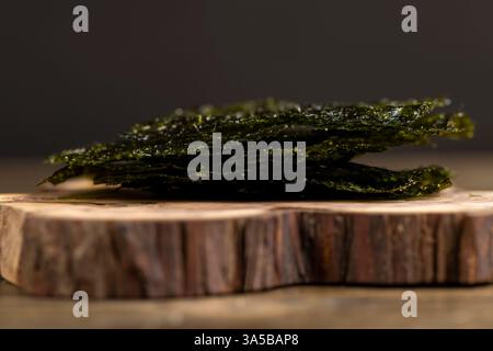 thin fried green algae, natural green algae that are used to prepare ...