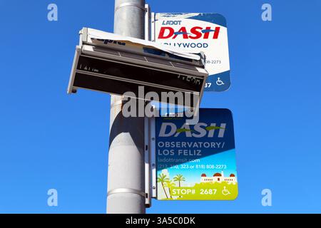 Los Angeles, California: LADOT DASH Bus Stop sign to Griffith ...