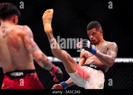Felipe dos Santos (right) in action against Lone'er Kavanagh during the ...