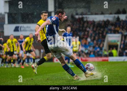 Liam Mandeville of Chesterfield crosses the ball during the Sky Bet ...