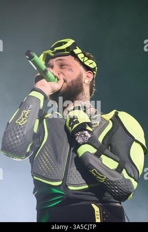 Singer JC Reyes performs during the concert Movistar Arena in Madrid ...