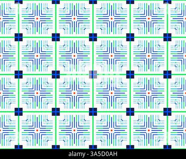 Repeating geometric design showcases vibrant floral motifs against a ...