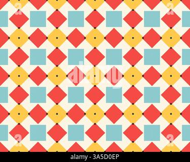 A vibrant pattern of alternating blue and cream shapes creates a ...