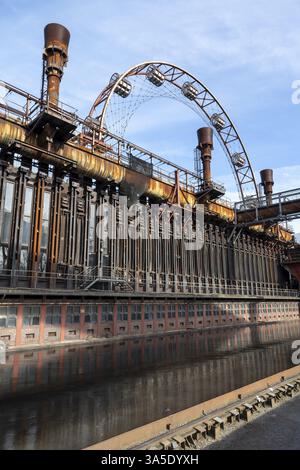 Zollverein coking plant, coke ovens, chimneys and belt bridges are ...