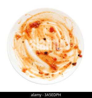 Dirty plate isolated on white, top view. Washing dish process Stock ...