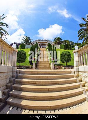 Marble staircase and garden terraces, magnificent colonnade with a ...