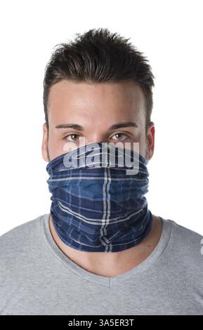 Young male bandit isolated on white background Stock Photo - Alamy