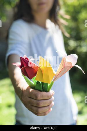 a bouquet of white tulips on white background - artificial flower Stock ...
