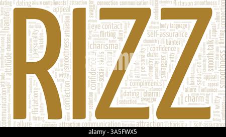 Rizz - Charm, Charisma word cloud conceptual design isolated on white ...