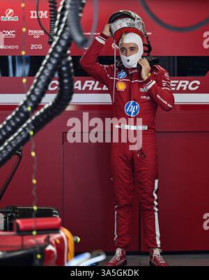 Shanghai. 23rd Mar, 2025. Ferrari's reserve driver Zhou Guanyu of China ...