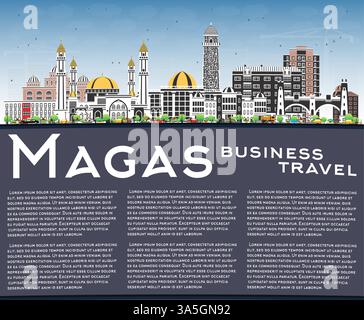 Magas Russia city skyline with color buildings. Vector illustration ...