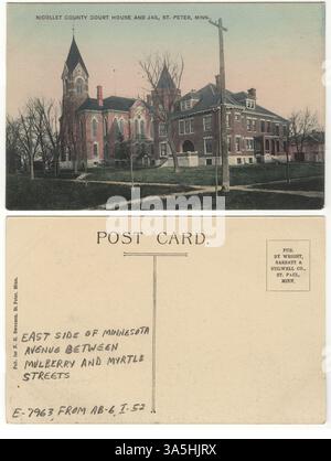 Exterior view of the Nicollet County Courthouse and Jail in St. Peter ...