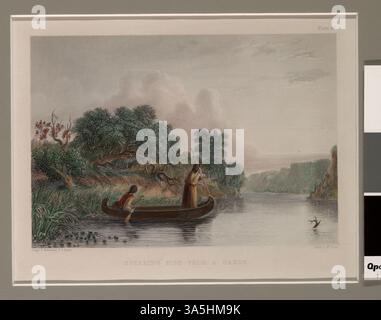 This print by artist Seth Eastman shows a Dakota campsite along a body ...