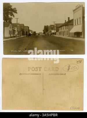 This postcard view shows the buildings along Pine Street in Nicollet ...