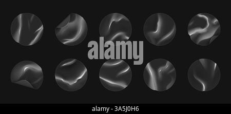 Transparent stickers or patches, wrinkled plastic or pvc film. Shrunken ...