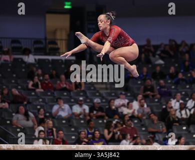 March 22, 2025: Oklahoma's Faith Torrez on teh balance beam during ...
