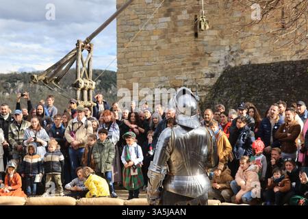 Lords in armor at the medieval castle of Castelnaud in Périgord, which ...