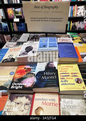 A selection of best of biography books for sale at the book store Stock ...