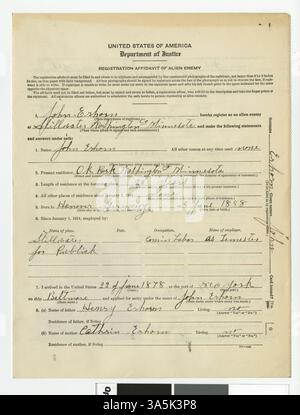 The registration affidavit for John Erhorn, an alien enemy, was filed ...