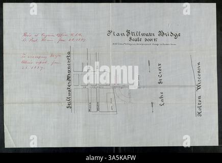 A map of the Stillwater Bridge plan, created by U.S. Army Engineers ...