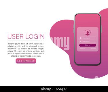 Enter login and password. Registration page on screen. Sign in to your ...