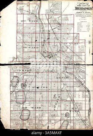A detailed atlas showing Minneapolis' properties with surveys and plats ...