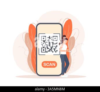 Scan qr code people, great design for any purposes. 3d vector ...