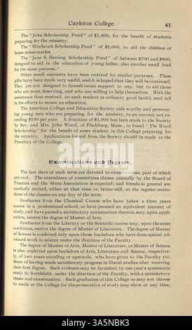 The 1888-1889 Carleton College catalog details the academic courses ...