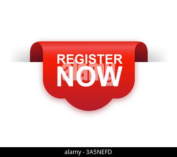 register now sign. round ribbon label set. Stamp Stock Vector Image ...
