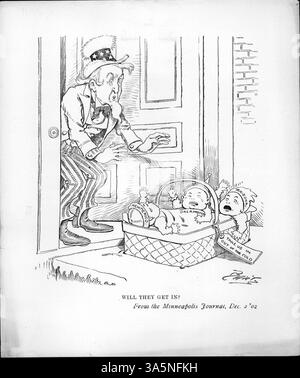 A political cartoon shows Uncle Sam holding sugar labeled 'Diplomacy ...