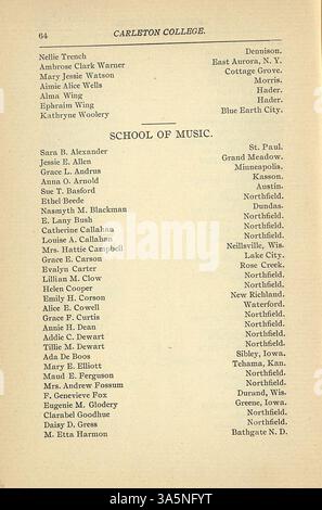 This 1893-1894 Carleton College catalog contains a comprehensive list ...