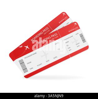 Flat empty airline tickets for concept design. Flat vector illustration ...