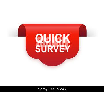 Survey red ribbon label banner. Open available now sign or Survey tag ...