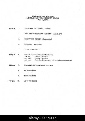 The 1992 meeting minutes document discussions on library funding ...