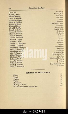 This 1890-1891 catalog from Carleton College includes courses, student ...