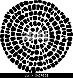 Paved circle pattern tile. Circular brick mosaic. Round radial stone ...