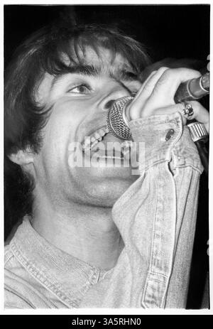 OASIS, FIRST NATIONAL TOUR, 1994: Liam Gallagher of Oasis at The Fleece ...